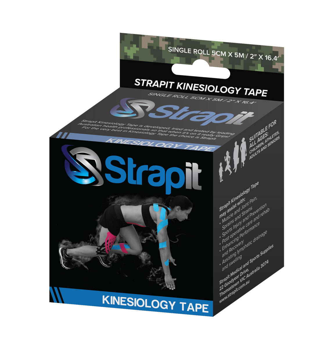 STRAPIT ORIGINAL KINESIOLOGY TAPE - 2" X 5.5 YDS. - DIGITAL CAMO WITH