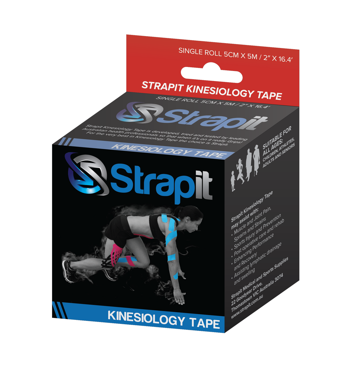 STRAPIT ORIGINAL KINESIOLOGY TAPE - 2" x 5.5 YDS. - RED